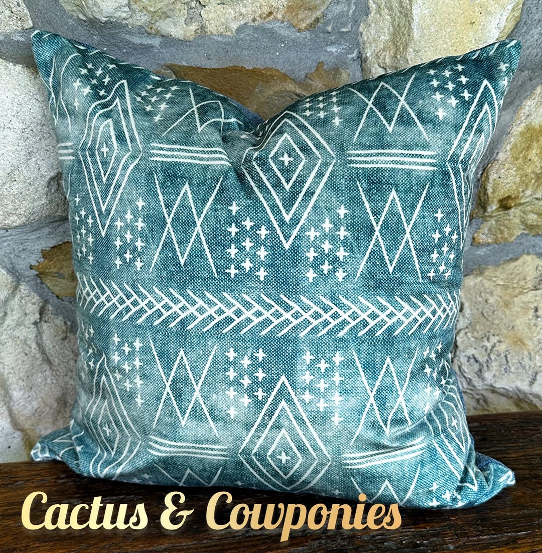 Blue Aztec Tribal Print Velvet Pillow Cover - Etsy