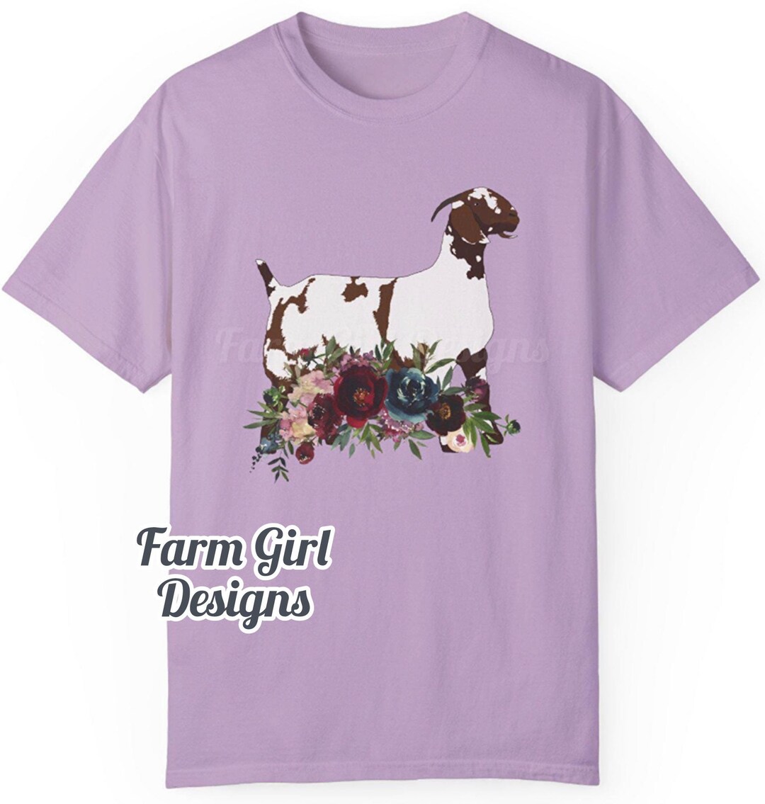 Dapple Boer Doe With Navy & Red Floral Comfort Colors Tee Adult Shirt ...