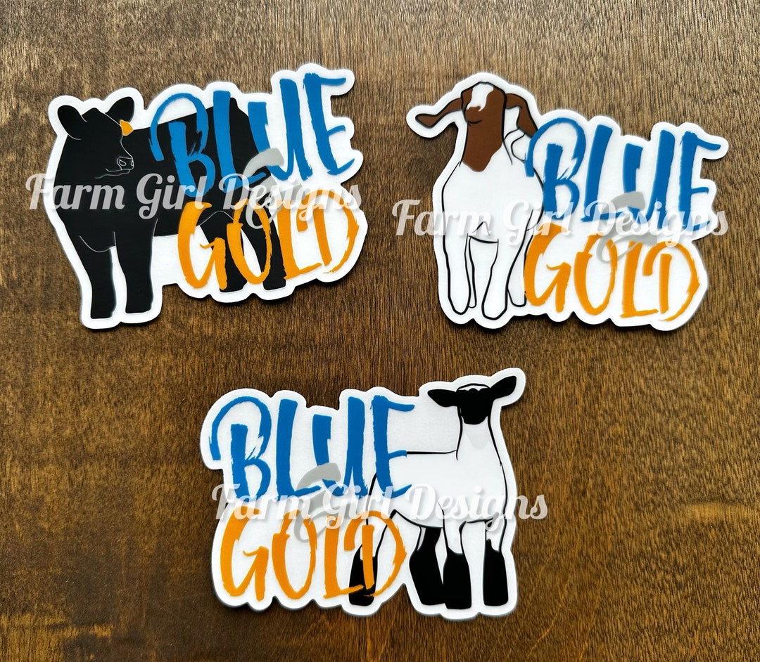 Livestock Blue & Gold Stickers FFA Goat Lamb Angus Heifer Transparent ...