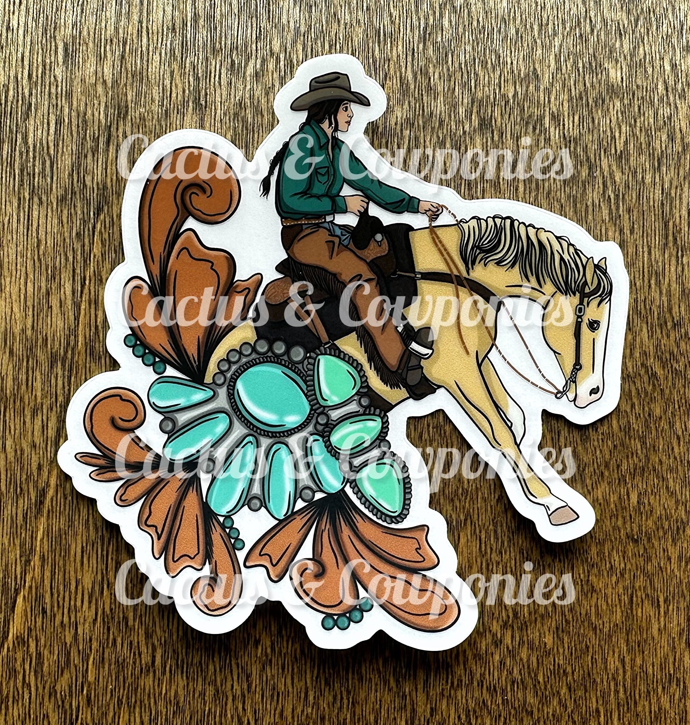 Reining Horse & Turquoise Cowgirl Sticker Transparent Background - Etsy