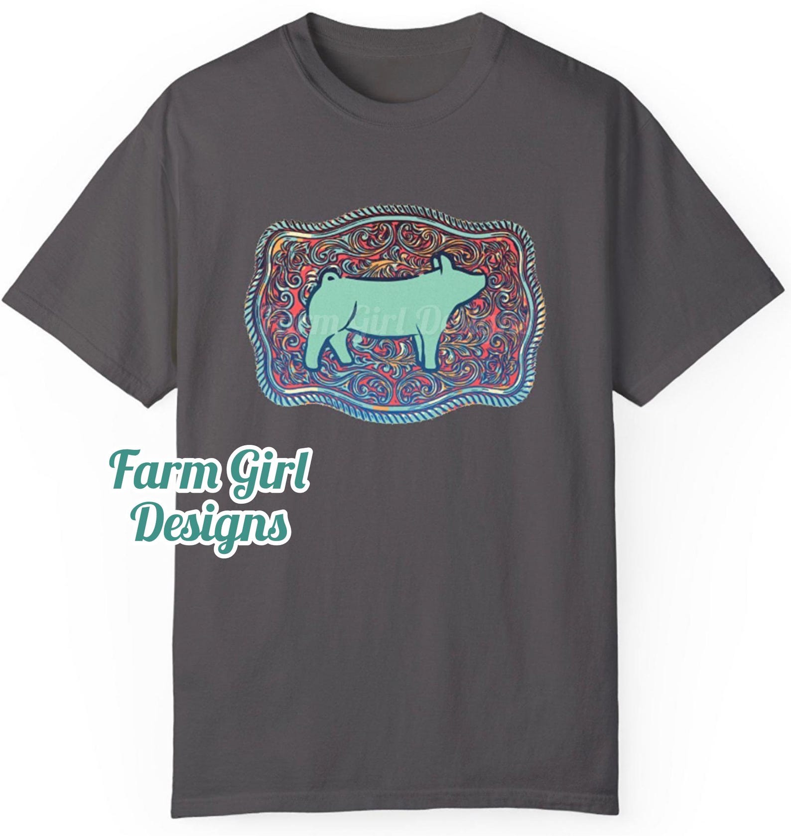 Show Pig Belt Buckle Comfort Colors Tee | Adult Shirt - Etsy