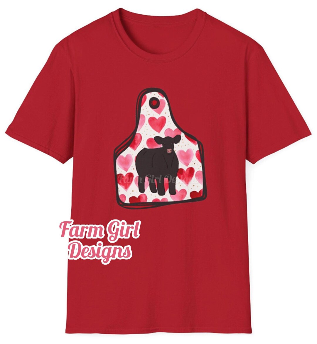 Angus Cow Valentine Heart Ear Tag Unisex Softstyle T-shirt Adult Tee - Etsy