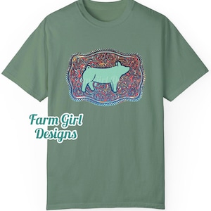 Show Pig Belt Buckle Comfort Colors Tee | Adult Shirt - Etsy