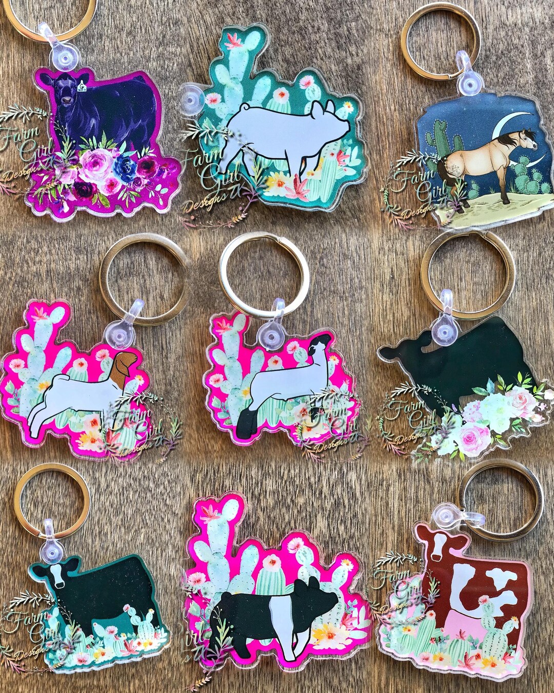 Livestock Keychains | Heifer | Lamb | Goat | Pig | Horse - Etsy