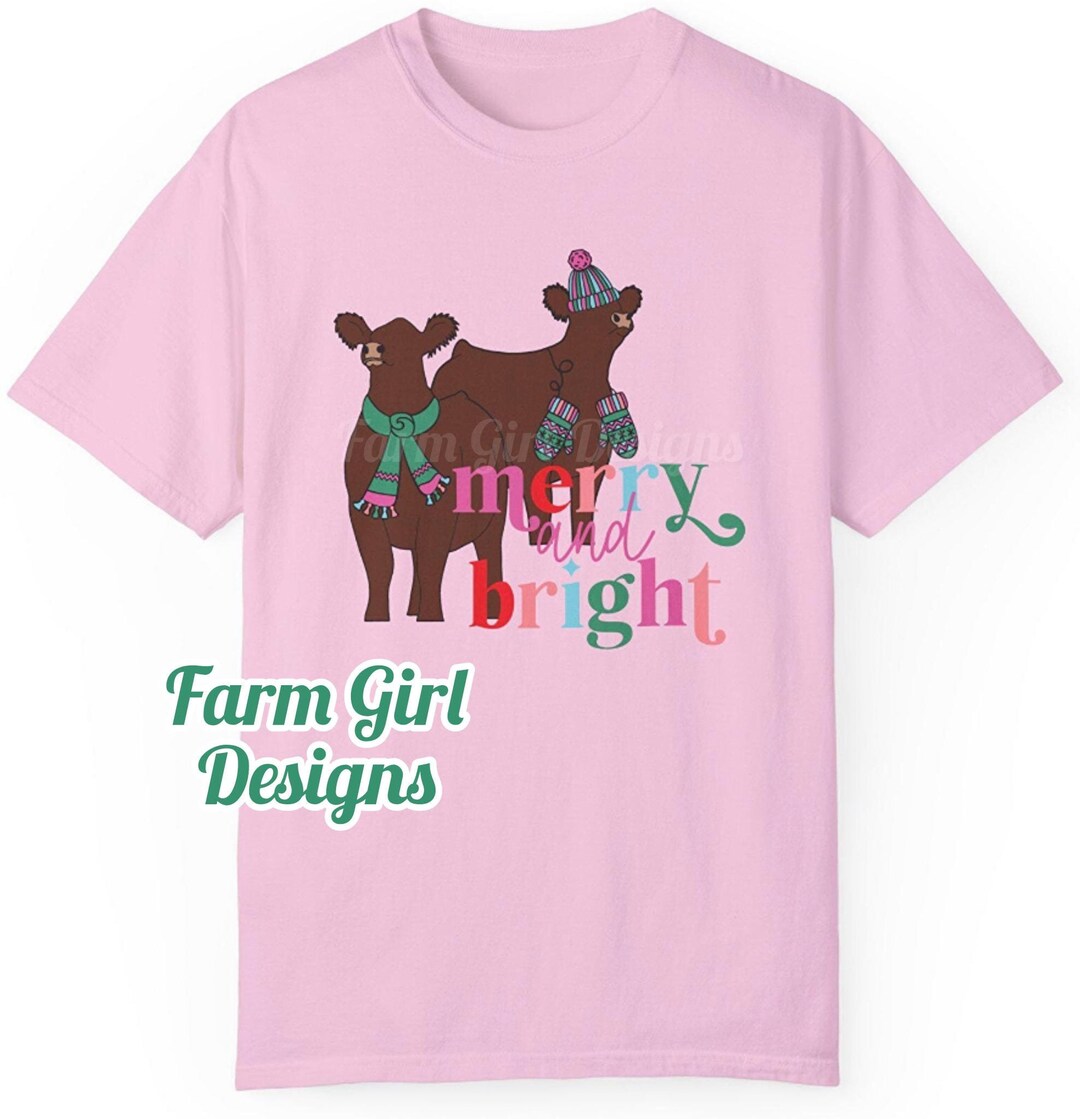 Red Angus Heifer merry & Bright Comfort Colors Tee Adult Shirt - Etsy