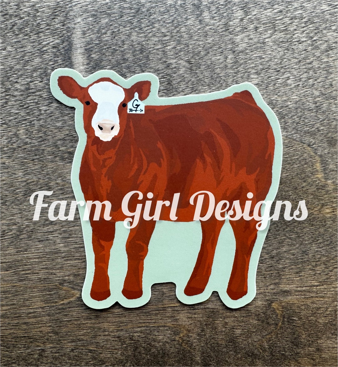 Red Baldy Cow Sticker - Etsy