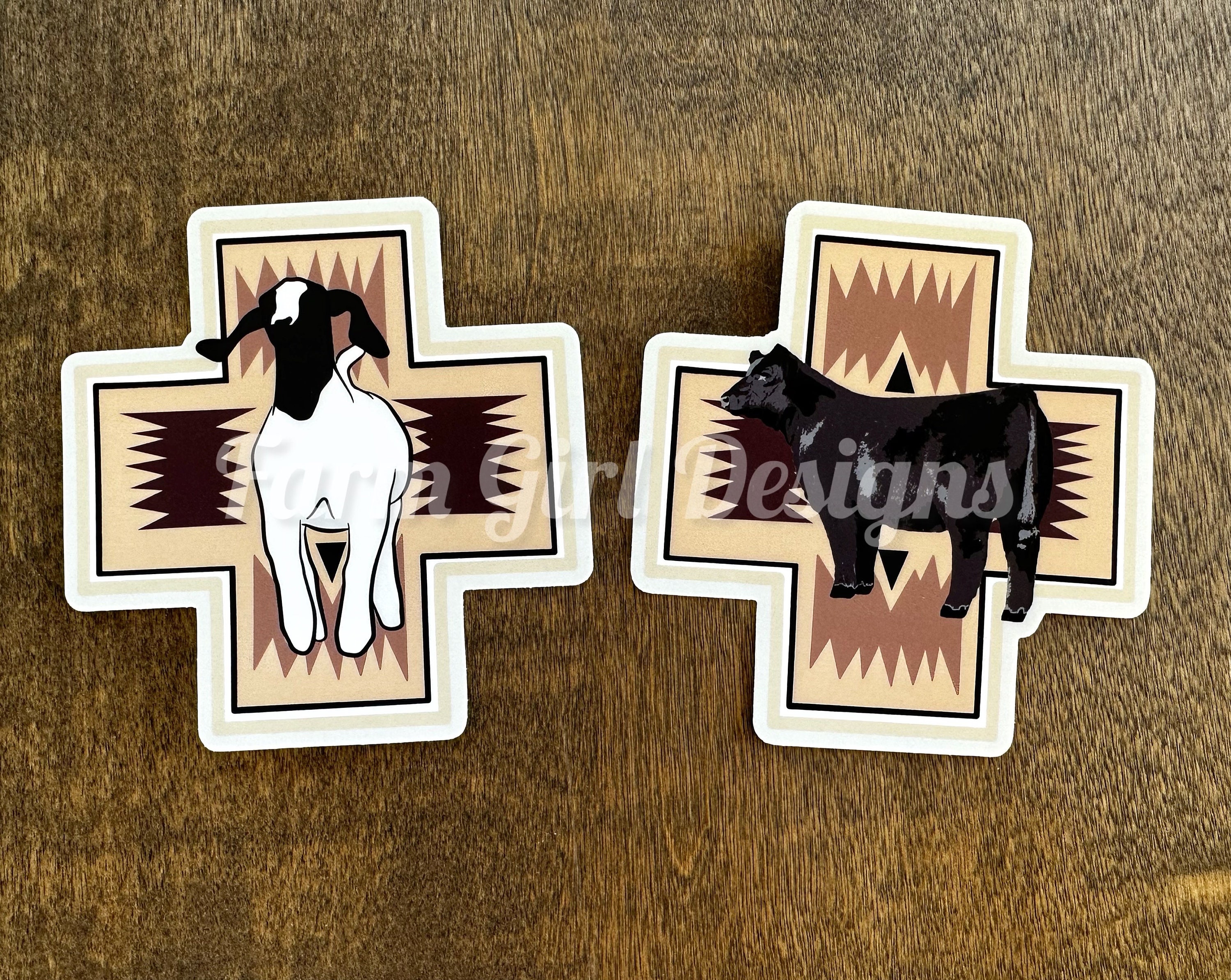 Livestock Neutral Aztec Stickers Black Headed Show Goat Angus Steer - Etsy