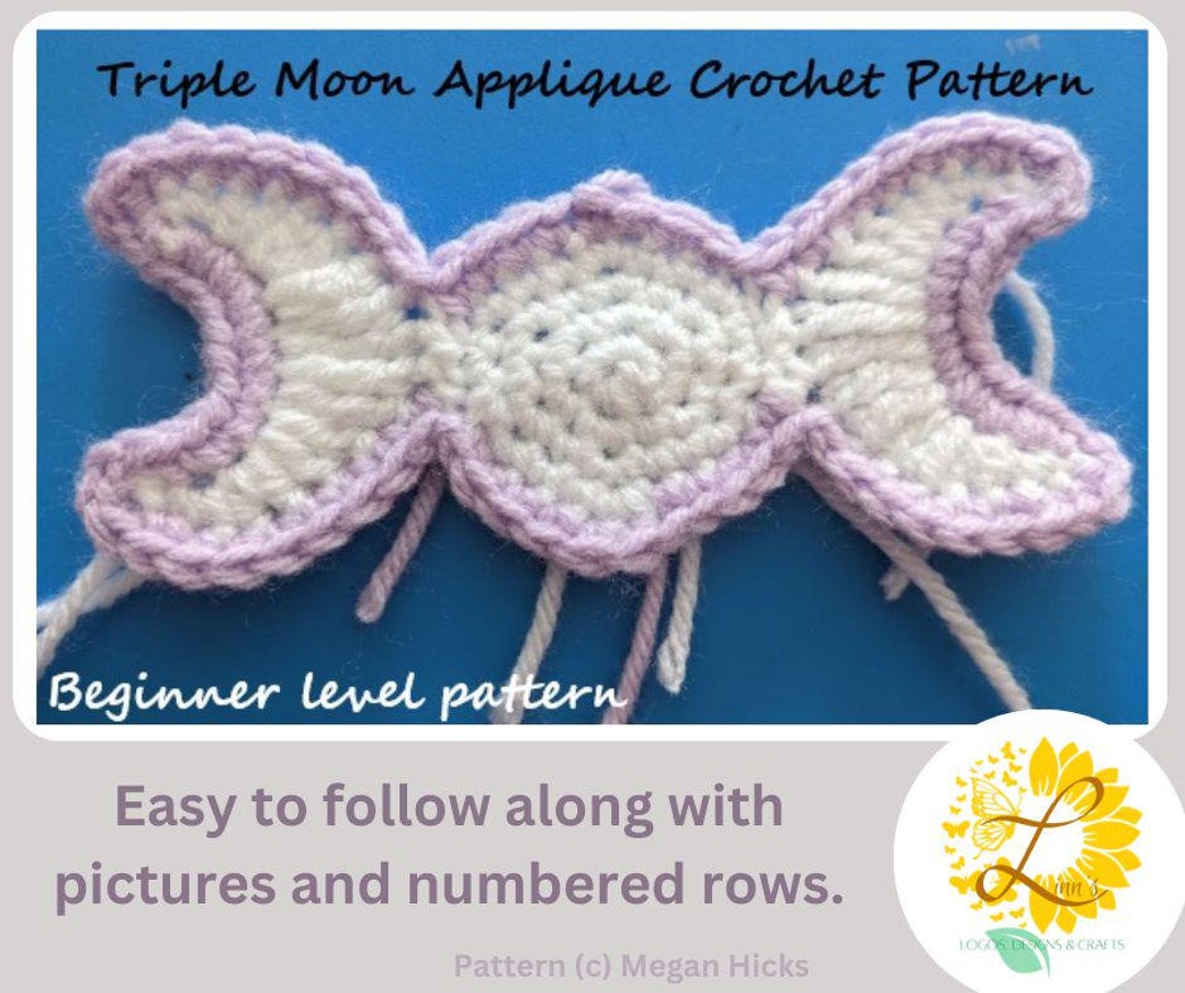 Triple Moon Applique Crochet Pattern - Etsy