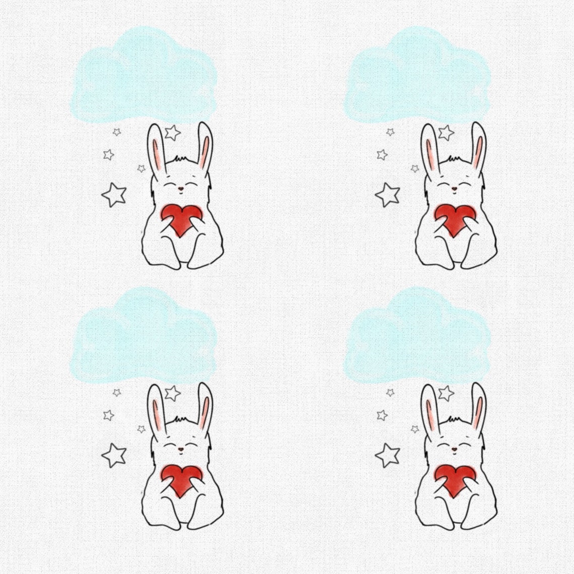 Printable Clipart Cute Baby Bunny Cloud Stars PNG - Etsy UK