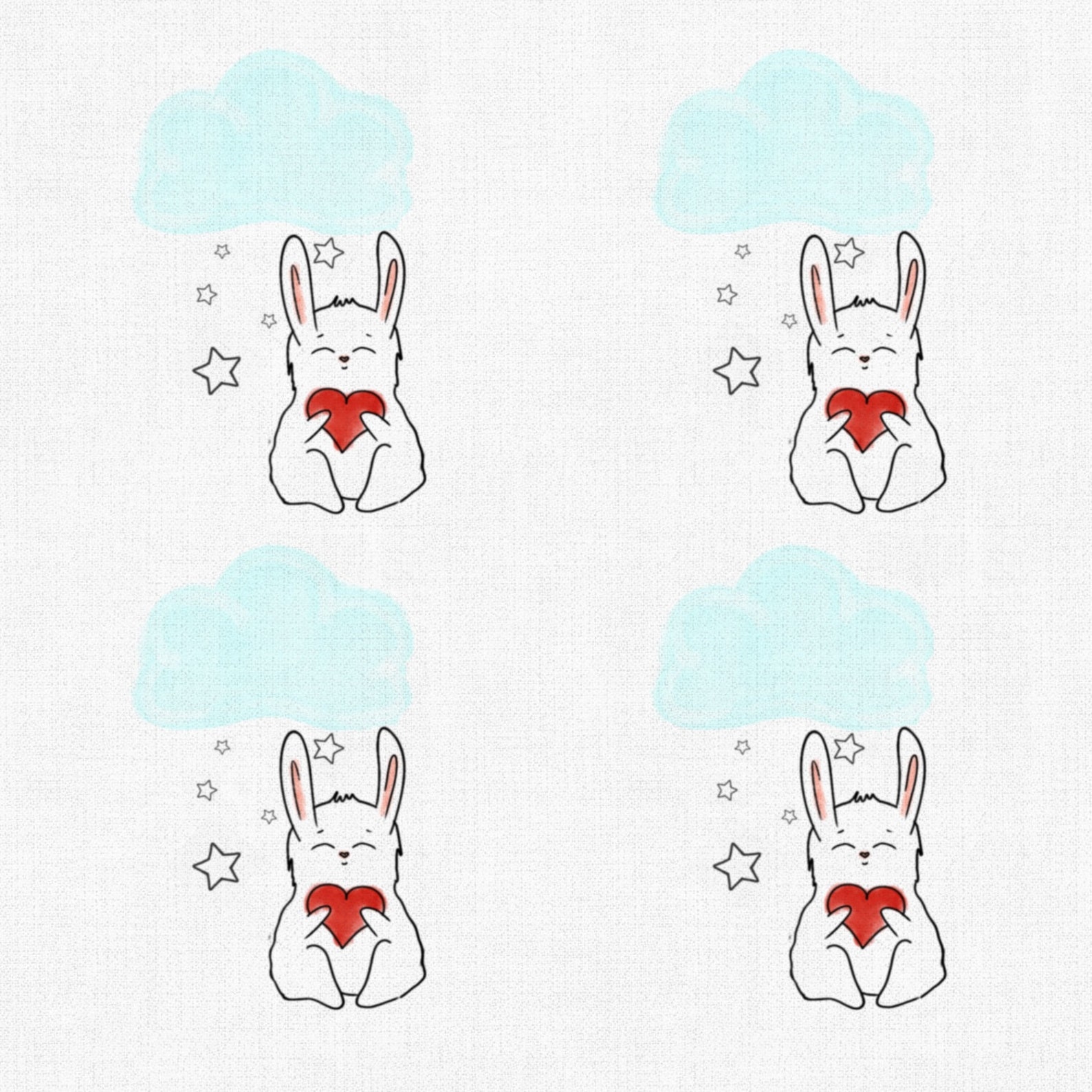 Printable Clipart Cute Baby Bunny Cloud Stars PNG - Etsy UK