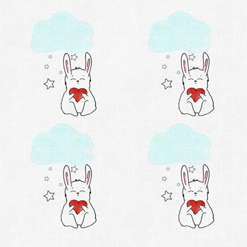 Printable Clipart Cute Baby Bunny Cloud Stars PNG - Etsy UK