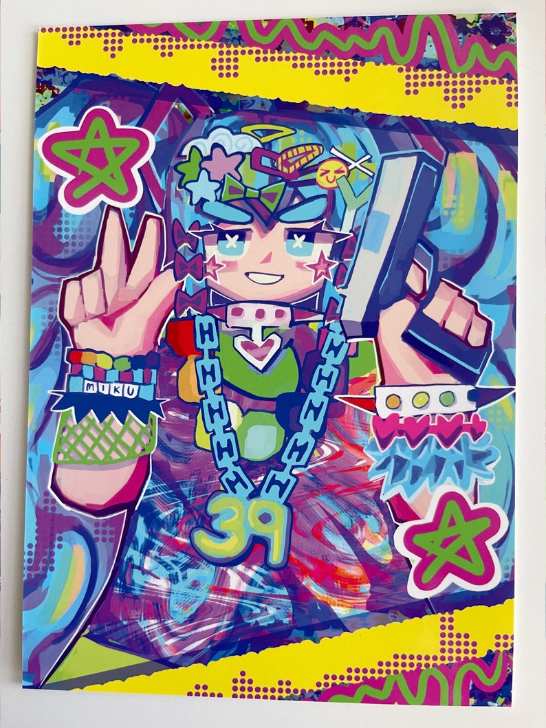 Hatsune Miku Art Print Miku in Decora Kei 5x7 In - Etsy