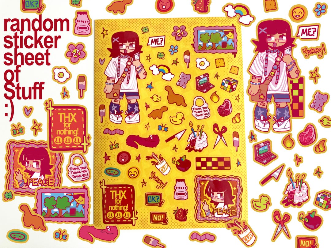 Random Glossy Sticker Sheet of Stuff! - Etsy