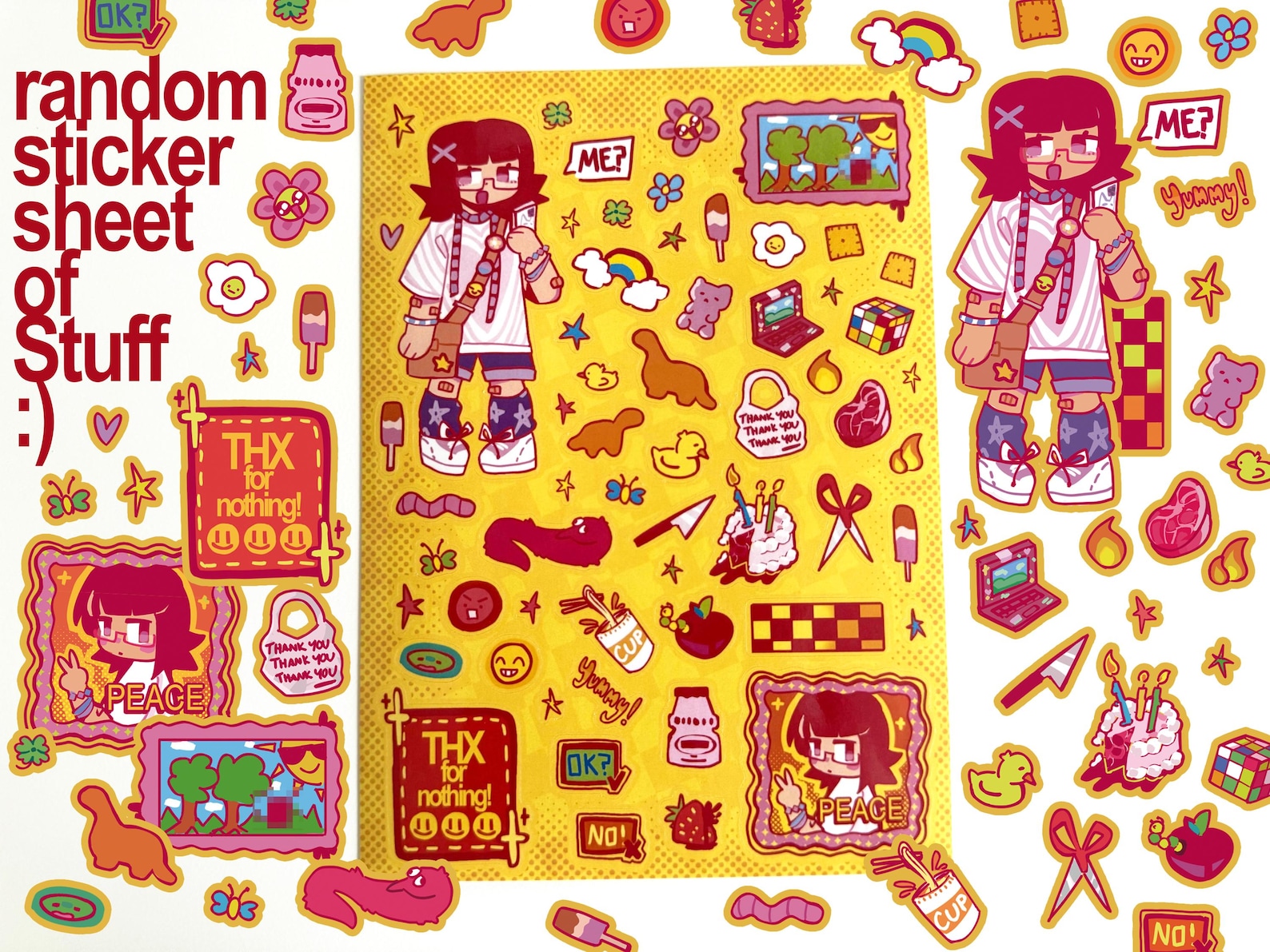 Random Glossy Sticker Sheet of Stuff! - Etsy