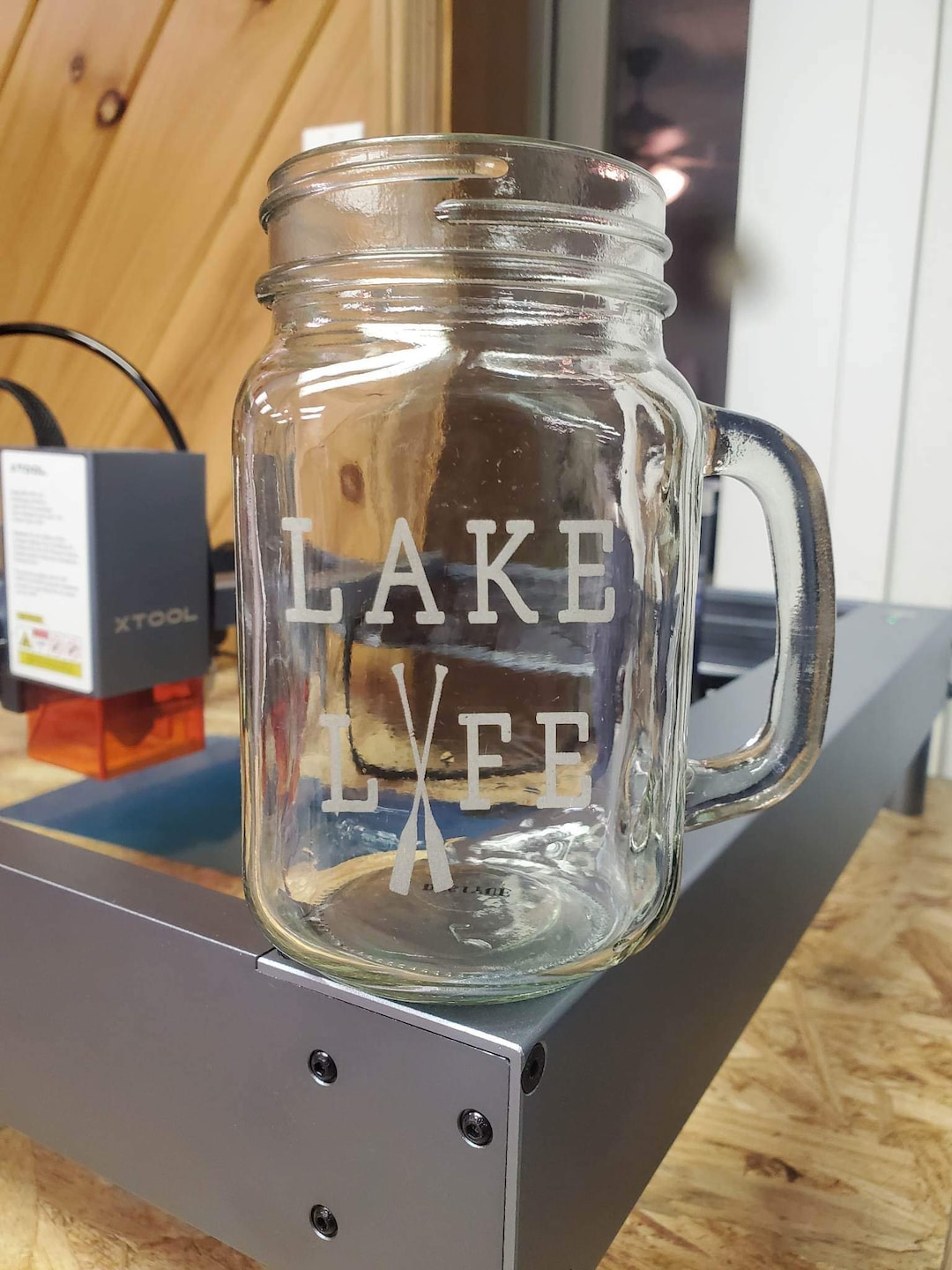 16 OZ Mason Jar With Handle, Drinking Glass, Old Fashioned, Rustic ...