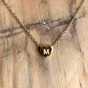 Letter M, Initial M, Tiny Heart Initial Necklace, 18K Gold Necklace ...