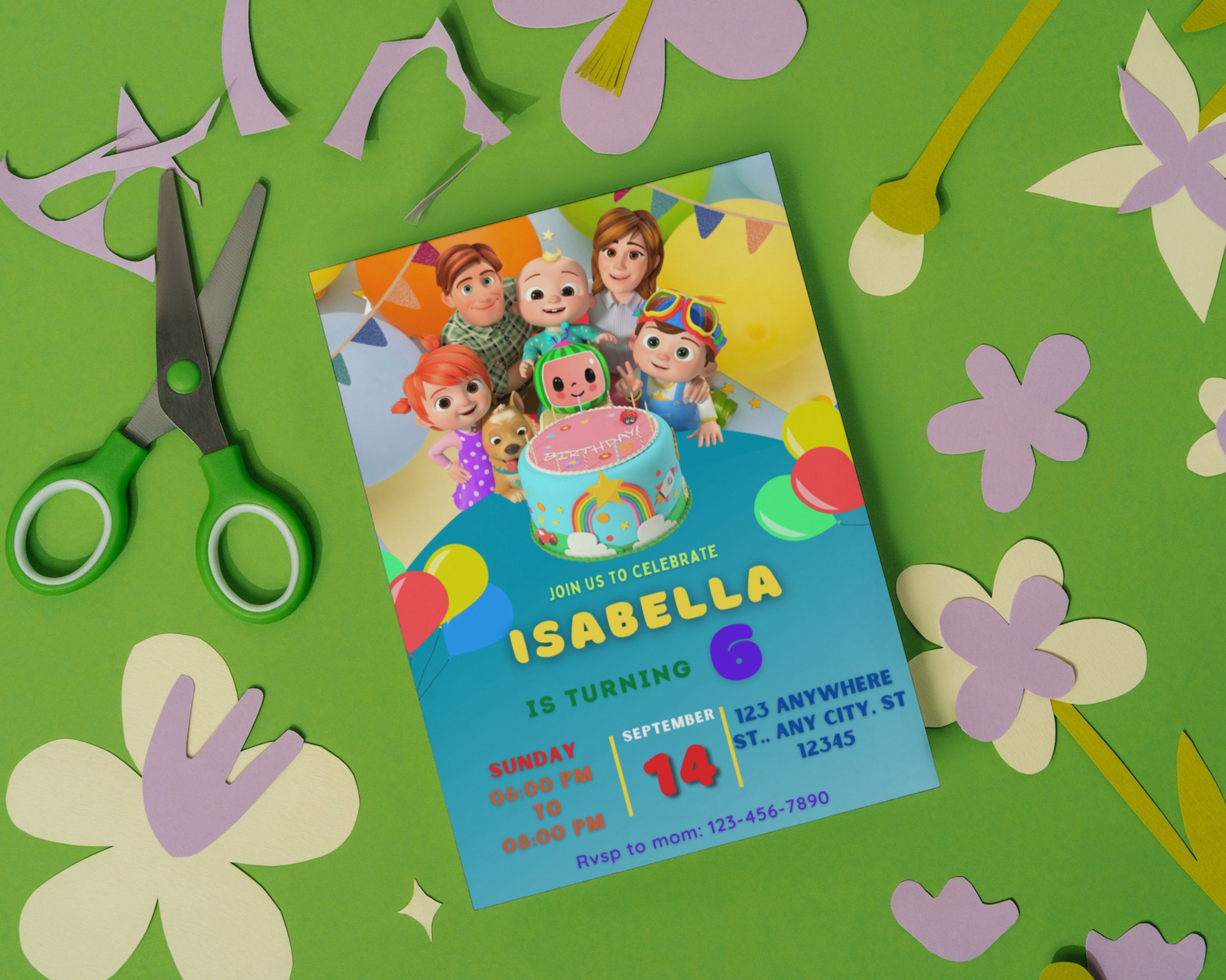 Editable Cocomelon Birthday Invitation Cocomelon Invitation Etsy Uk