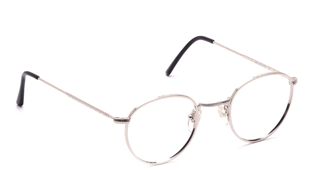 Metal Frame Panto Silver Glasses Mod. 1530 With Normal Temples in Lens ...