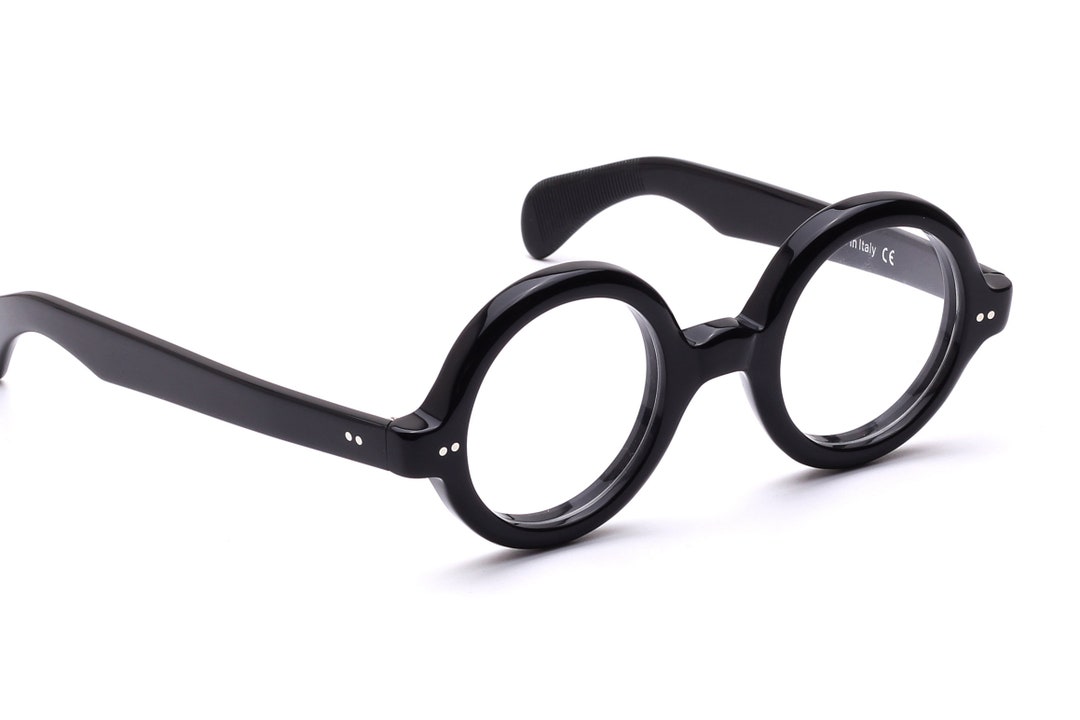Round Glasses Frame Black Thick Men 42 25 Mm Modern Classic Timeless ...