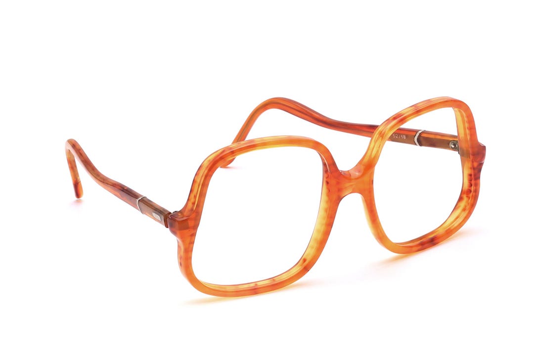 70s Vintage Ladies Oversize Glasses Frame Mandy Acetate Mottled Amber ...