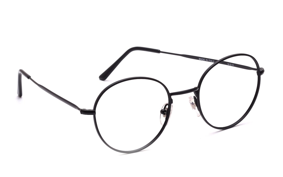 Metal Frame Panto Black Glasses Mod. 1530 With Standard Temples in Lens ...