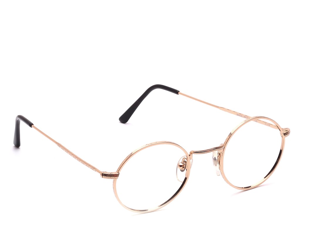 Metal Frame Round Gold Chiseled Glasses Mod. 3011Z With Normal Temples ...
