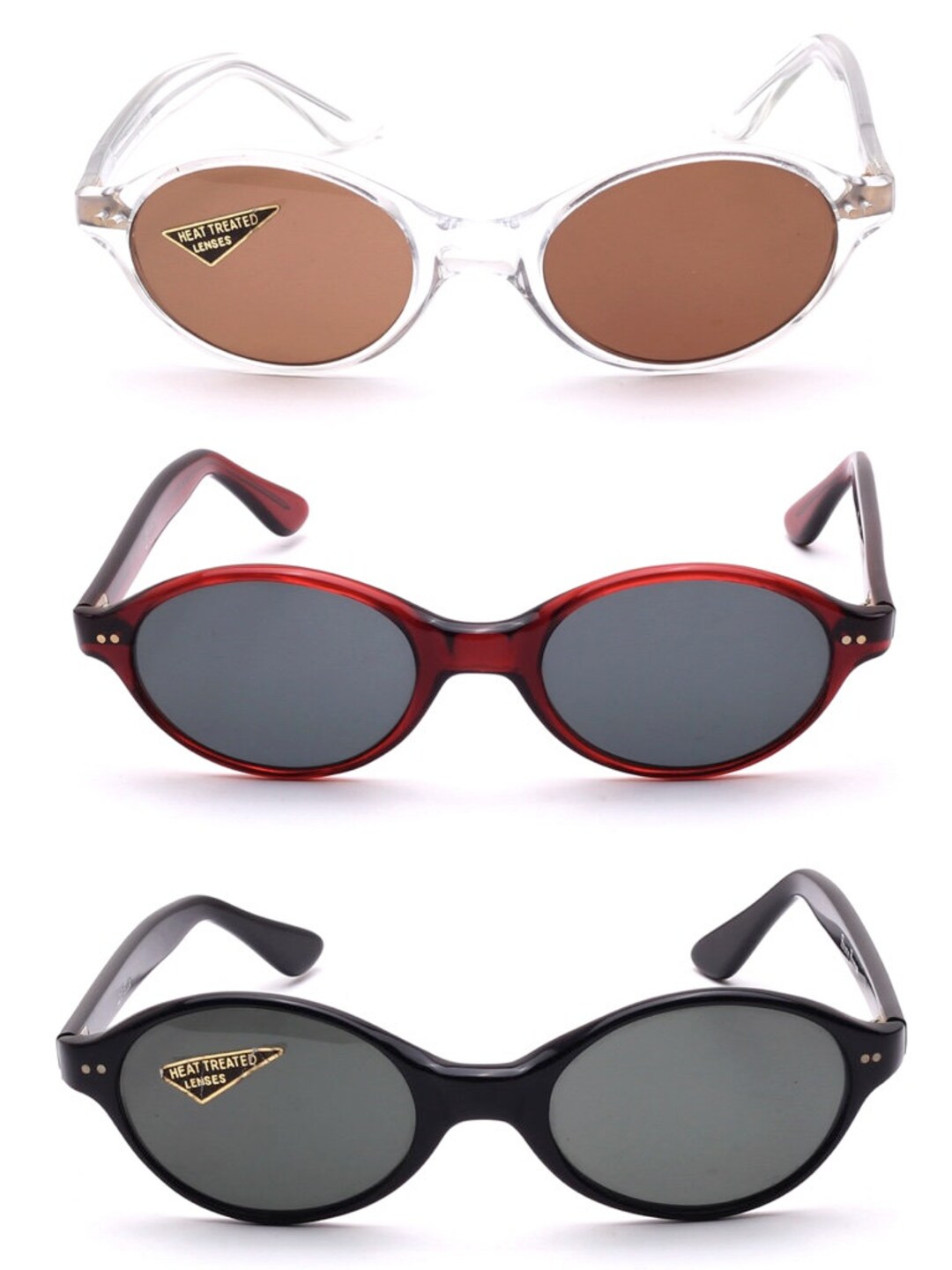 Vintage Sunglasses Oval Acetate Women Men Red or Transparent or Black ...