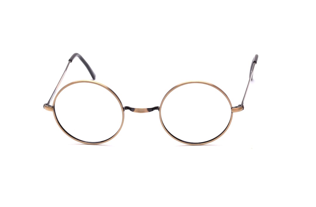 Round Glasses Metal Antique Gold Gold 42-20 Mm Without Nose Pads With W ...