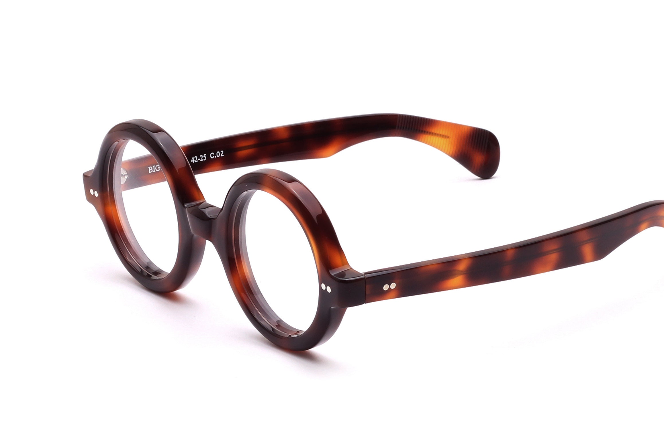 Runde Brille Fassung Braun Havanna Herren 42 - 25 mm Modern Klassiker ...