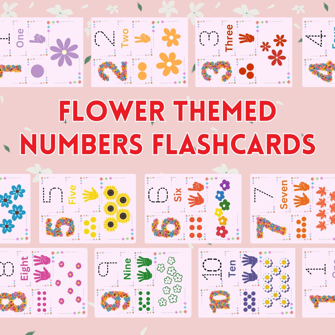 Flower-themed Numbers Flashcards Printable Homeschool - Etsy