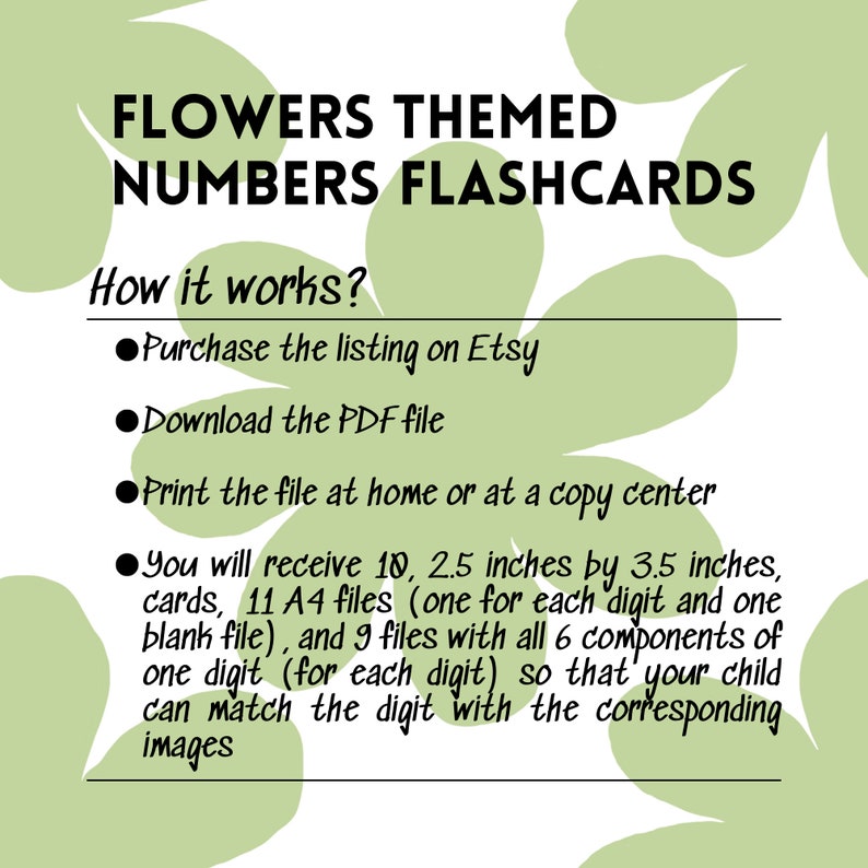 Flower-themed Numbers Flashcards Printable Homeschool - Etsy