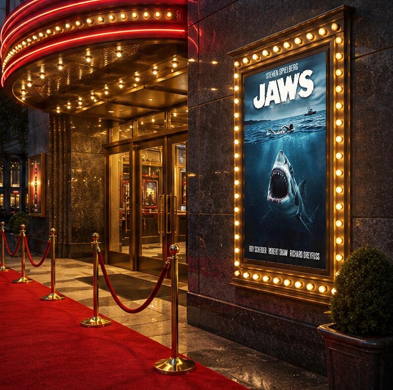 Der Weiße Hai (jaws) Kunst Kinoplakat, Jaws-inspiriertes Thriller ...