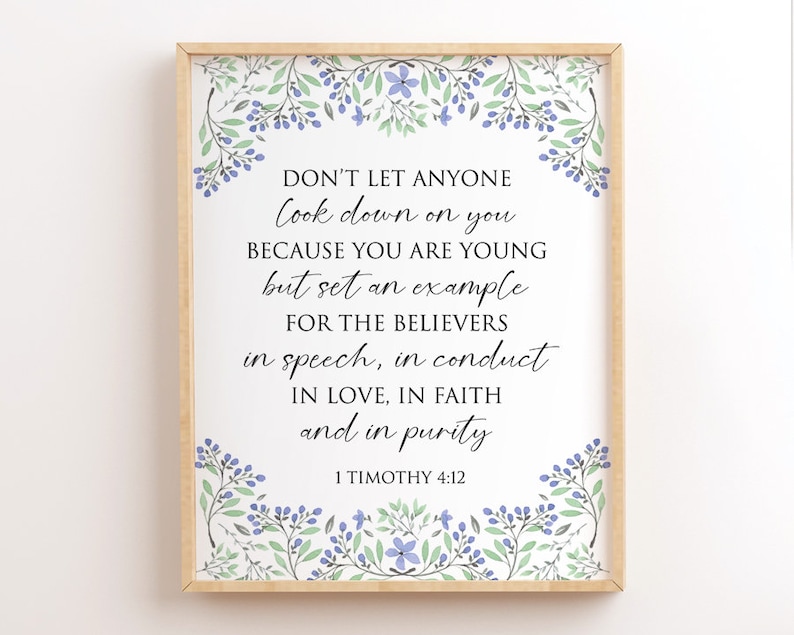 1 Timothy 4:12 Bible Verse Printable Wall Art (digital Download) - Etsy