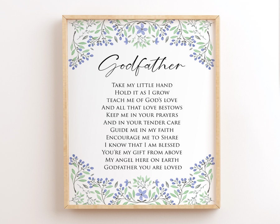 Godfather Poem Printable, Baptism Gift, Take My Little Hand (digital ...