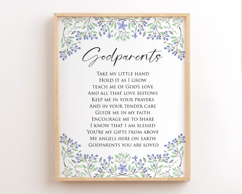 Godparents Poem Printable, Take My Little Hand, Thank You Gift for ...