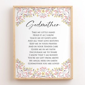 Godmother Poem Printable, Gift for Godmother, Baptism Print for ...