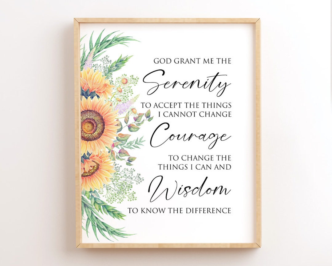 Serenity Prayer Printable Wall Art, God Grant Me the Serenity ...