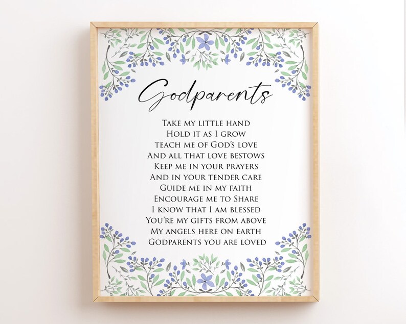 Godparents Poem Printable, Take My Little Hand, Thank You Gift for ...