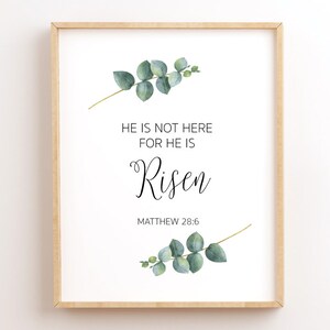 Matthew 28:6, He is Not Here for He is Risen, Easter, Printable Bible ...