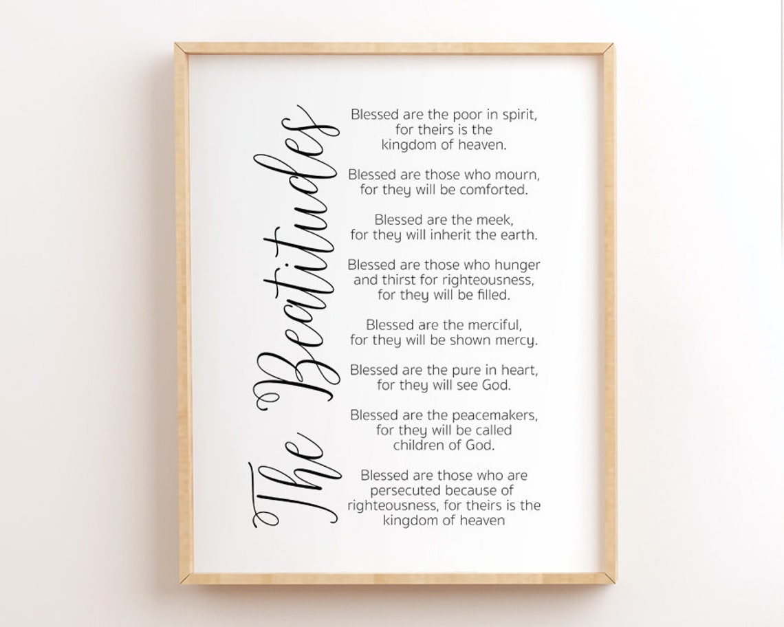 The Beatitudes, Matthew 5:3-10, Printable Bible Verse Wall Art ...