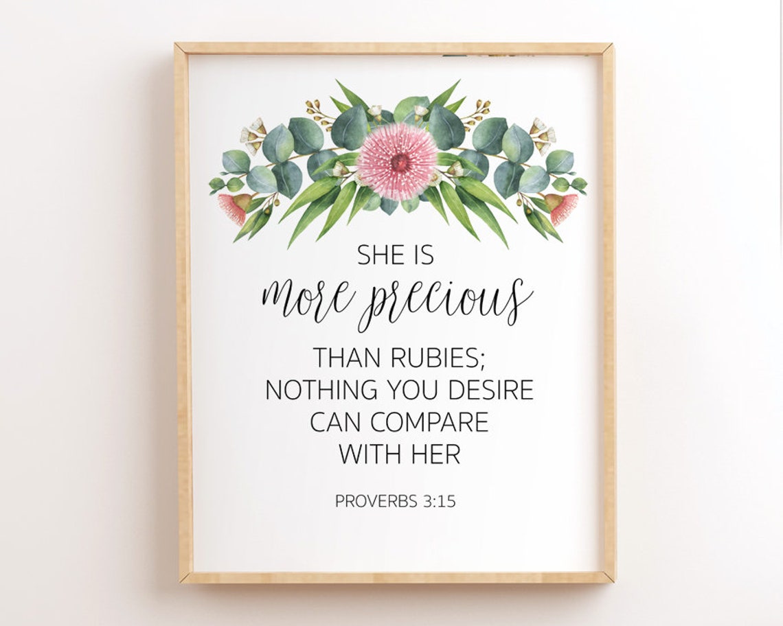 Proverbs 3:15 Scripture Printable, Floral Bible Verse (digital Download ...