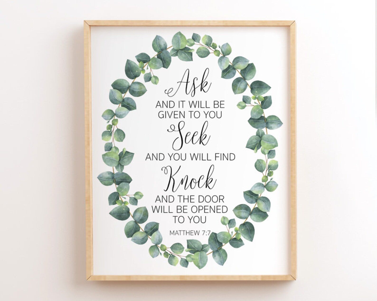 Matthew 7:7, Printable Bible Verse Wall Art, Ask Seek Knock, Scripture ...