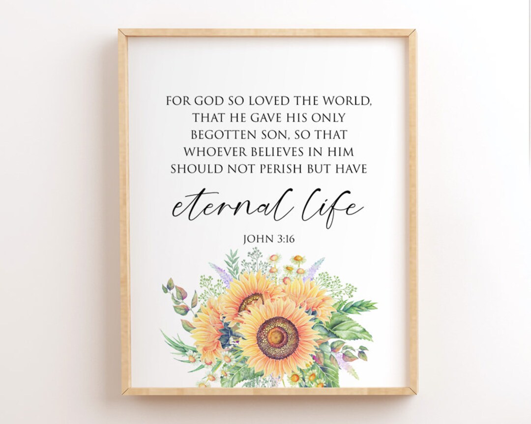 John 3:16, for God so Loved the World, Printable Scripture, Christian ...