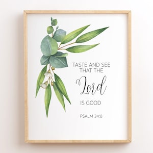 Psalm 34:8, Taste and See That the Lord is Good, Bible Verse Wall Art ...