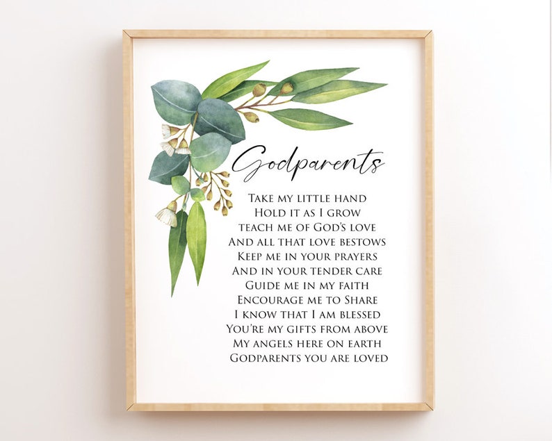 Godparents Poem Printable Gift, Take My Little Hand (digital Download ...