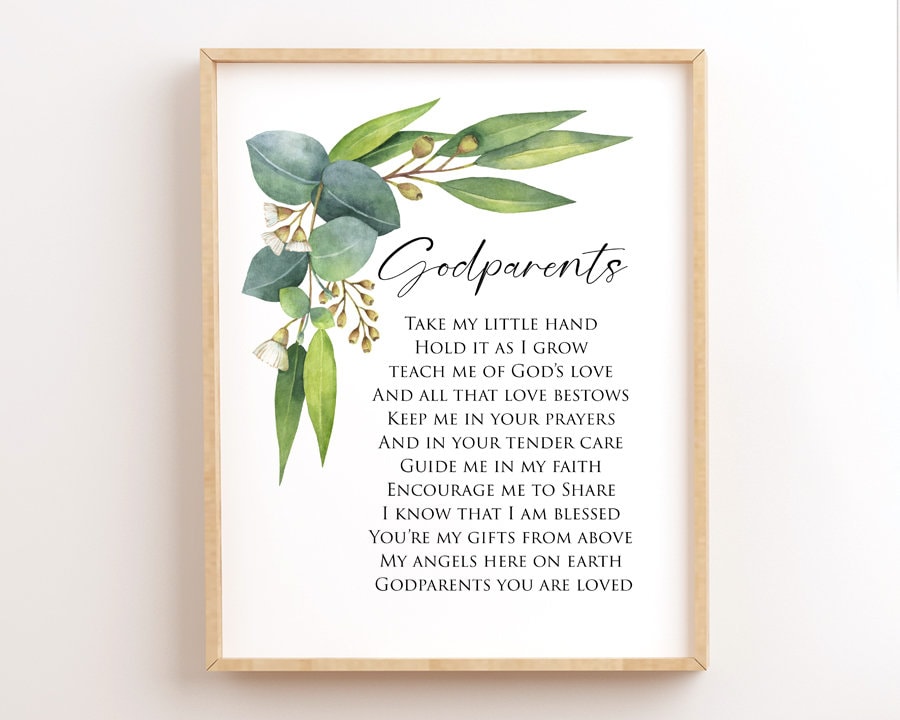 Godparents Printable Gift, Poem for Godparents, Godparents Thank You ...