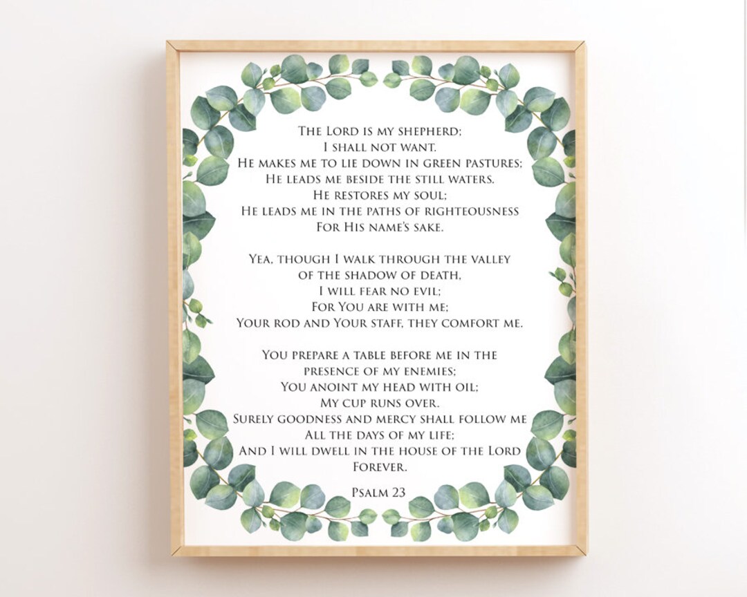 Psalm 23, the Lord is My Shepherd, I Shall Not Want, Bible Verse ...