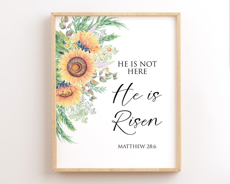 He is Risen, Matthew 28:6, He is Not Here He is Risen, Easter Printable ...