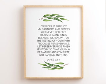 James 1:2-4, Consider It Pure Joy, Scripture Printables, Printable ...