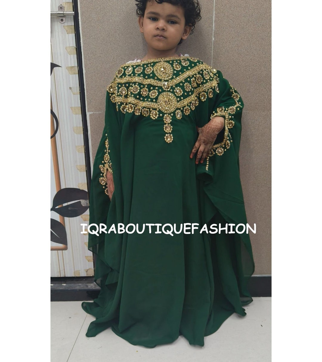 Muslim Girls Dress Kids Abaya Moroccan Caftan Kids Embroidered Khimar ...